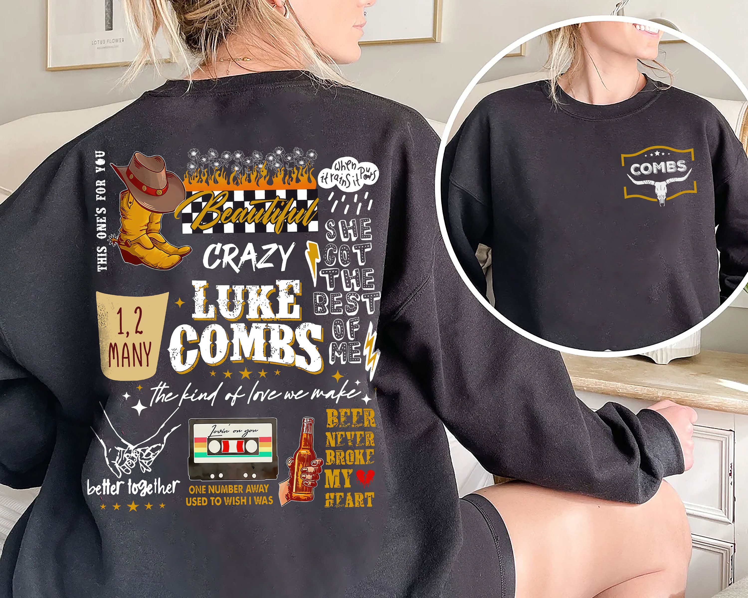 Vintage Combs Bullhead PNG, Country Music Png, Luke Combs Music Tour ...