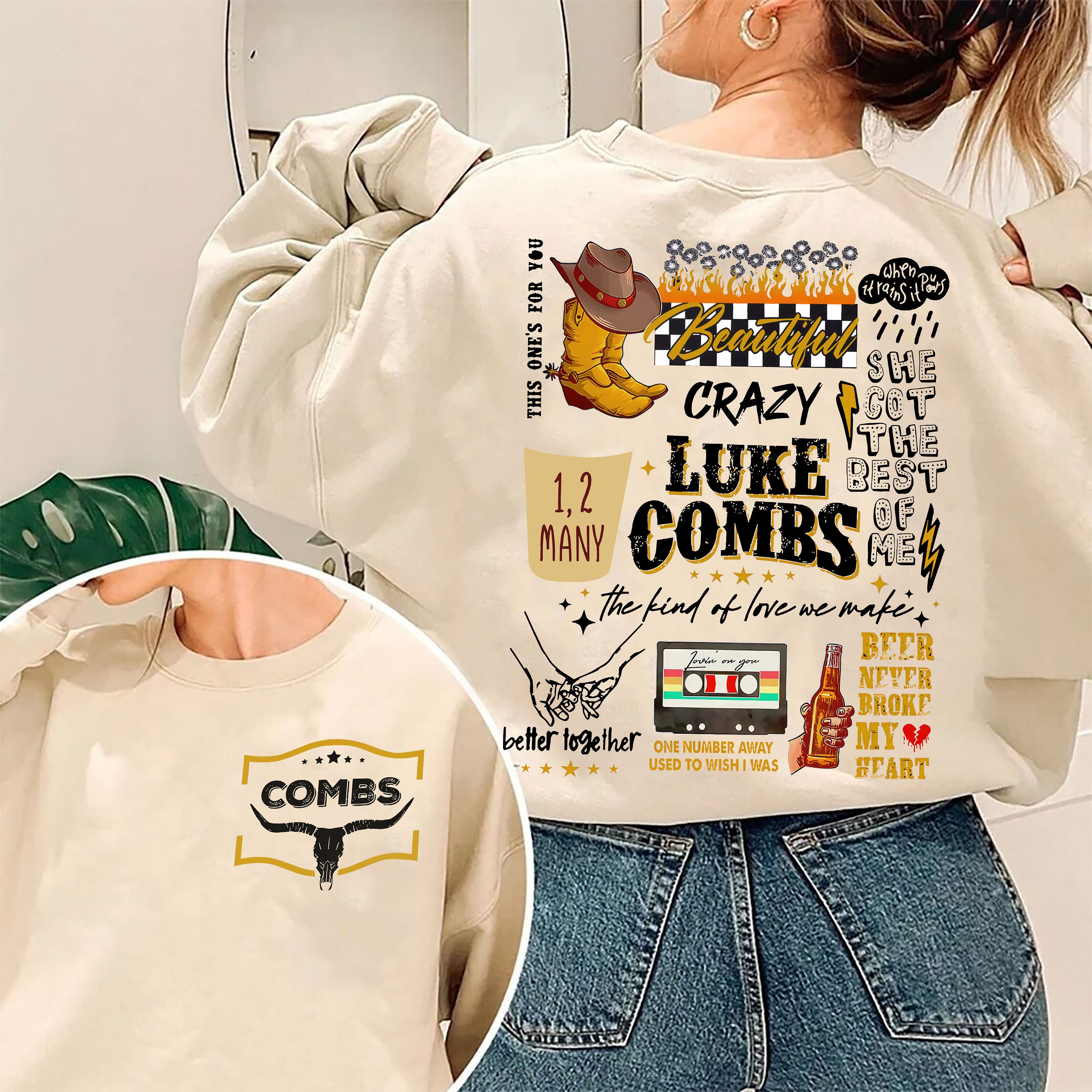 Vintage Combs Bullhead PNG, Country Music Png, Luke Combs Music Tour ...