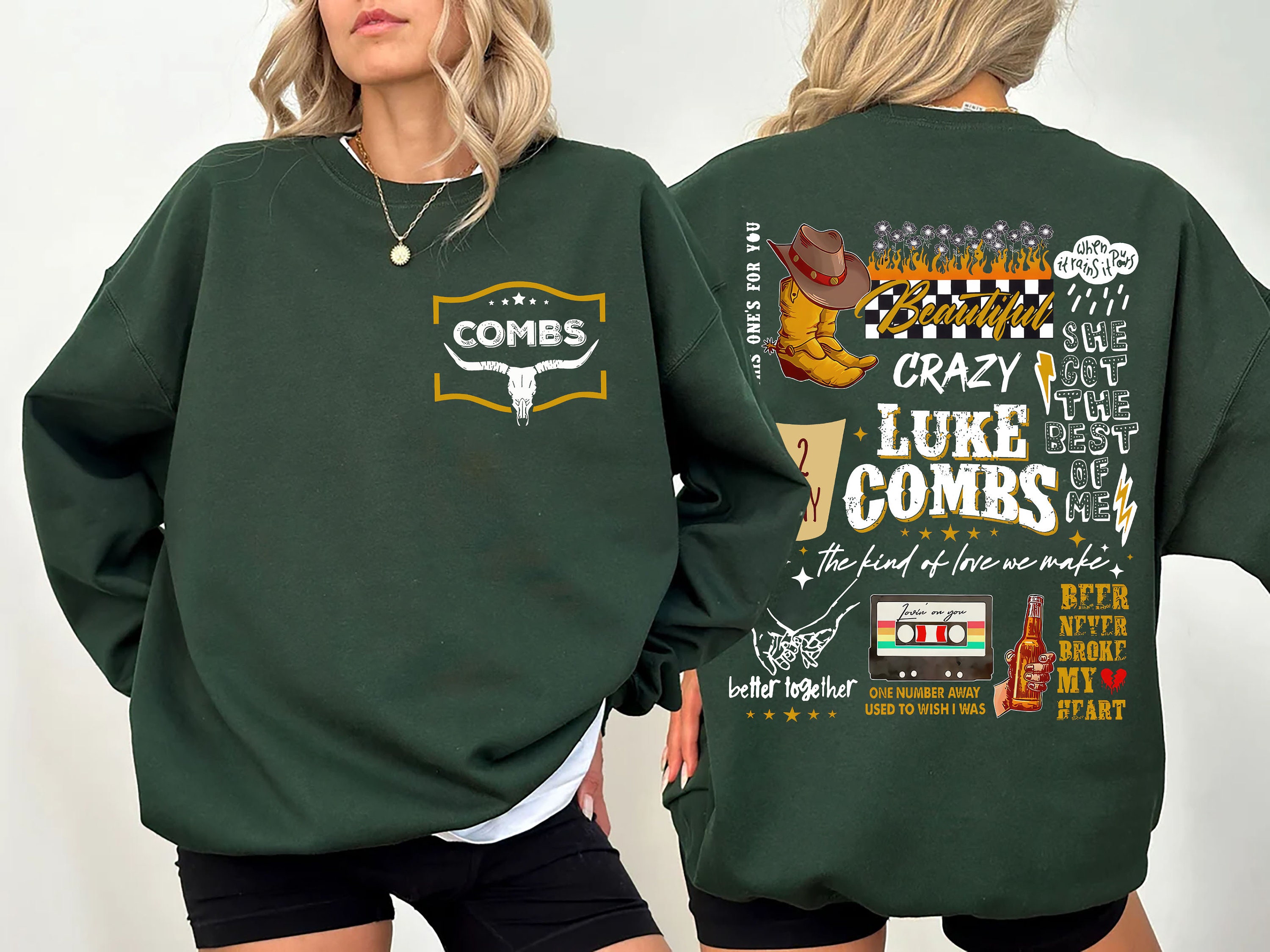 Vintage Combs Bullhead PNG, Country Music Png, Luke Combs Music Tour ...