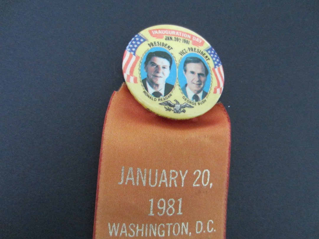 1981 Reagan Inauguration Ribbon and Button - 40th President ...