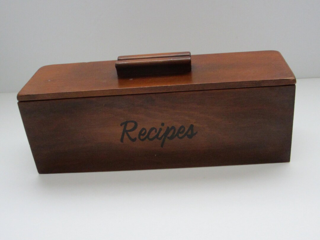 1970s Wooden Double Recipe Box - Solid Wood - Farmhouse Style - Country ...
