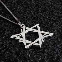 David Star With Onyx , Handcrafted David Star , Sterling Silver Star ...