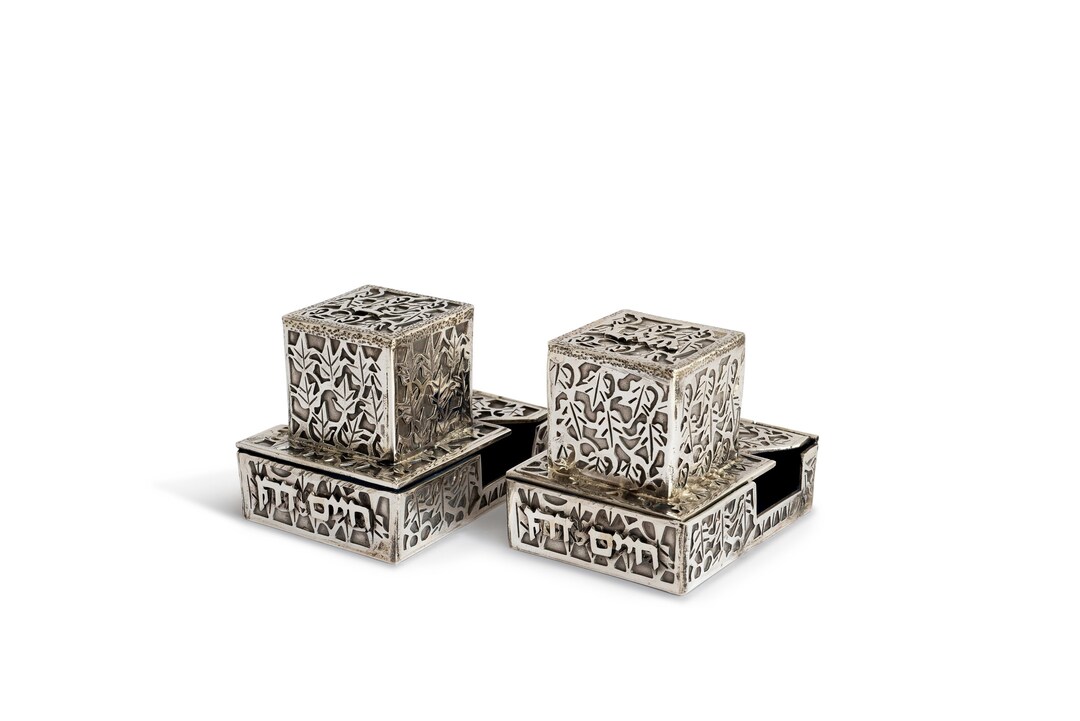 Pure Silver Personalized Tefillin Boxes With Leaf Design - Etsy