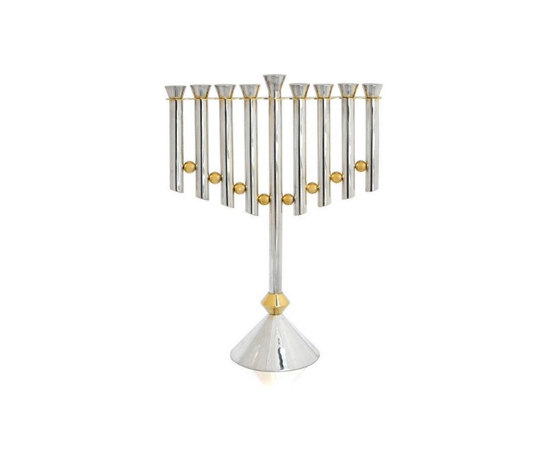Stunning Modern Design Large Hanukkah Menorah Crafted in 925 Sterling ...