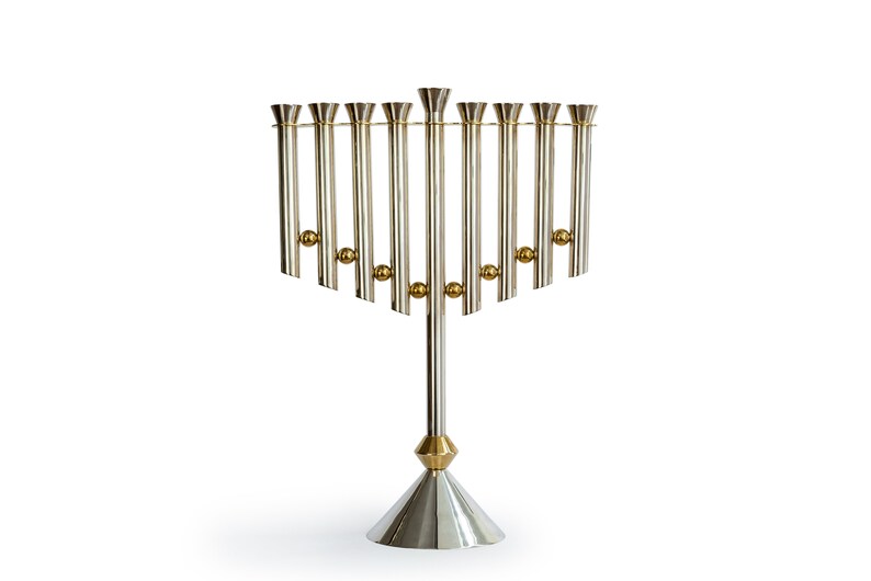 Stunning Modern Design Large Hanukkah Menorah Crafted in 925 Sterling ...