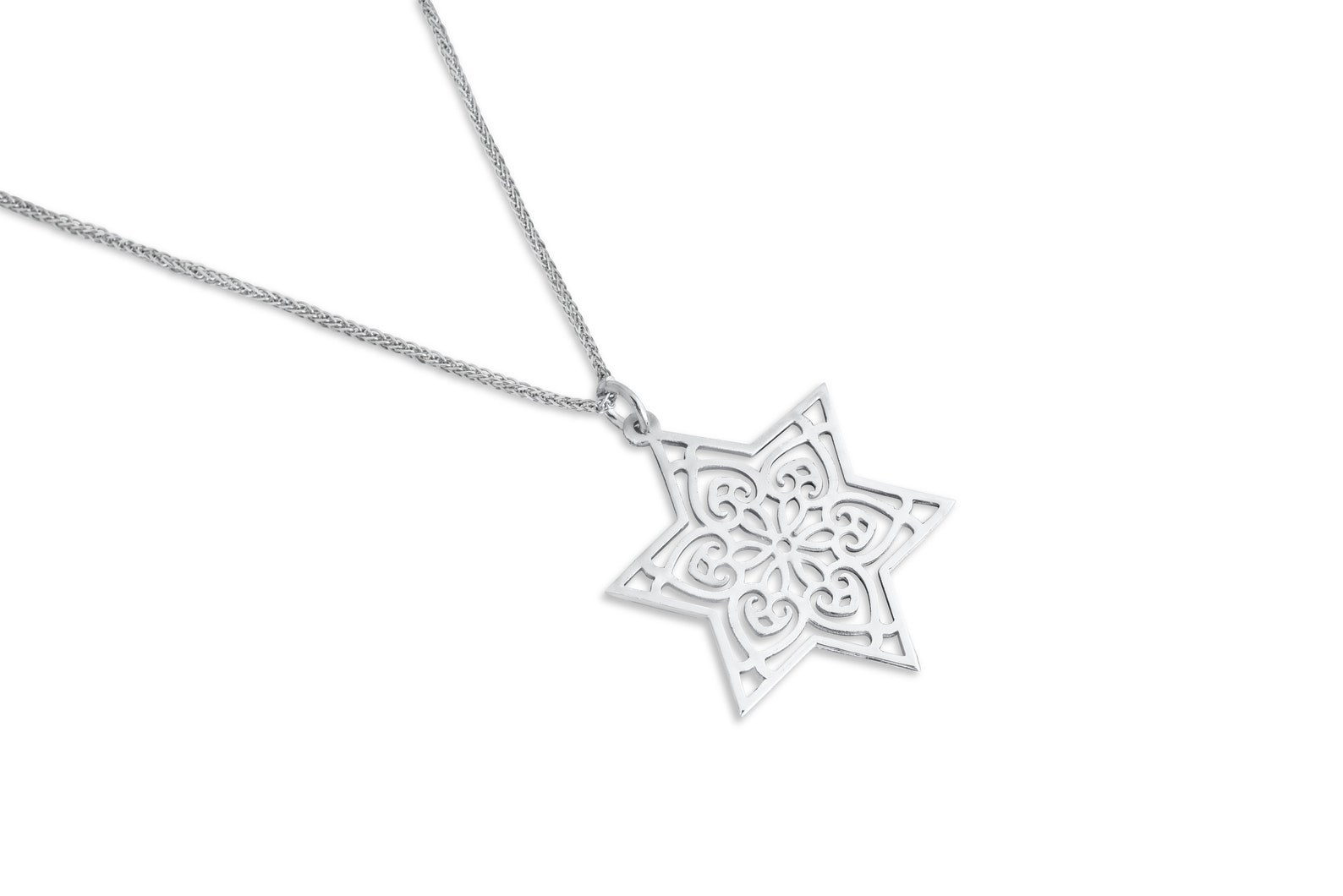 Sterling Silver Star of David Pendant Necklace With Delicate - Etsy