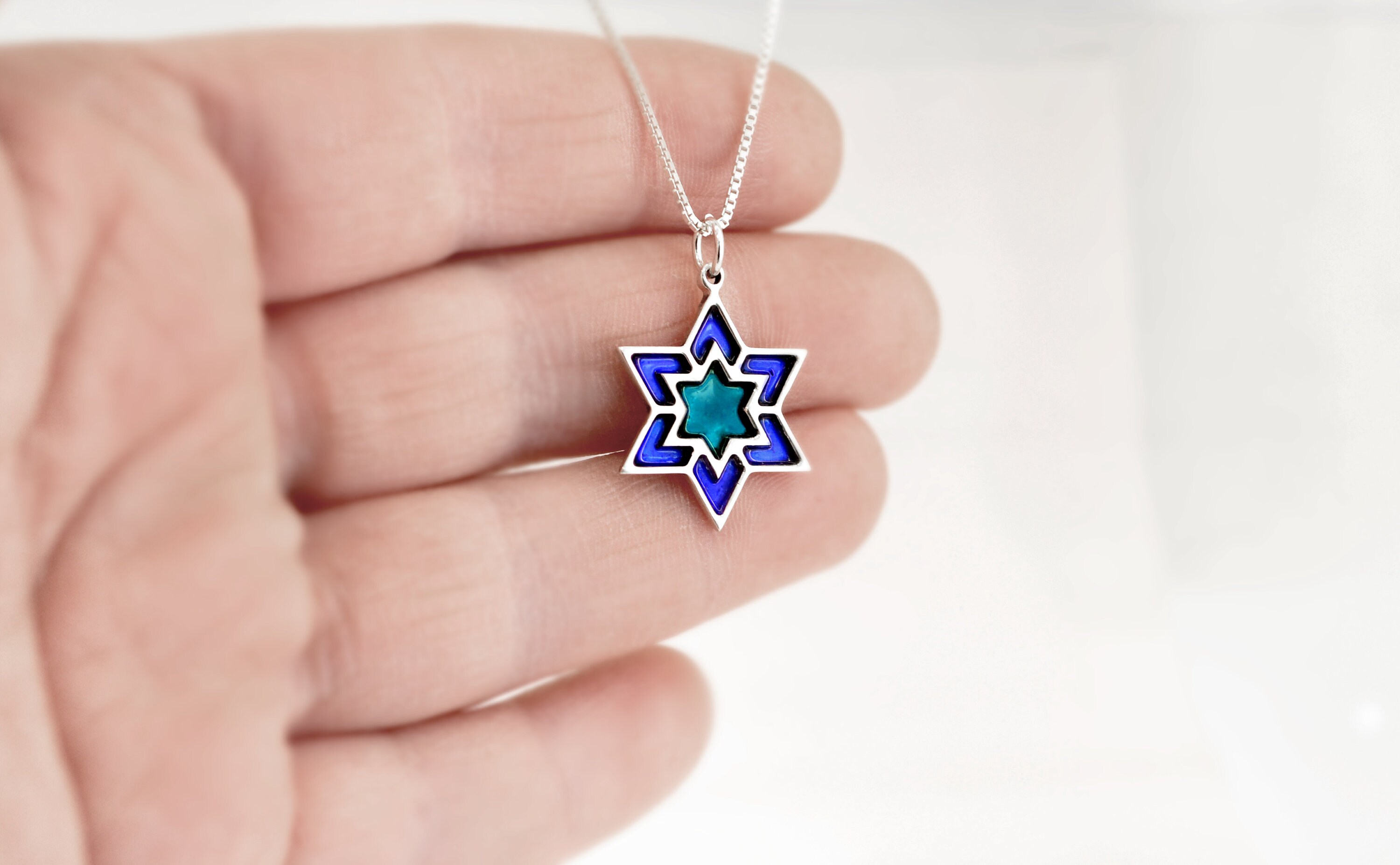 Stunning Petite Blue Star of David Necklace Crafted in - Etsy