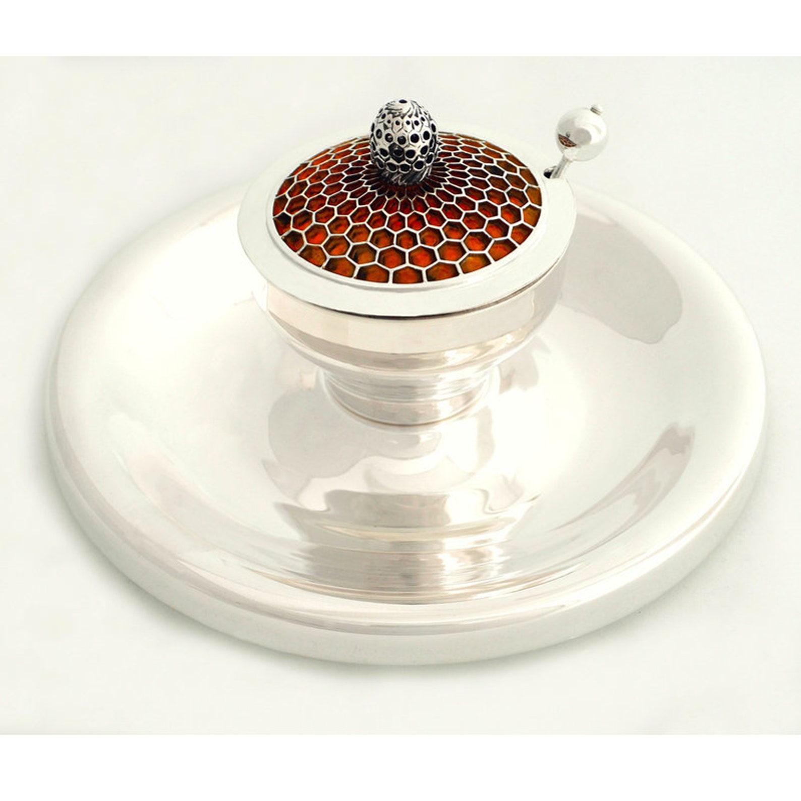 Stunning Sterling Silver Bee Hive Honey Dish Set With Cold Enamel - Etsy
