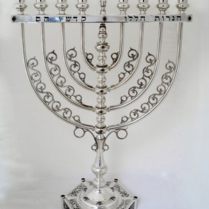 Extra Large Filigree Hanukkah Menorah Made of 925 Sterling Silver With ...