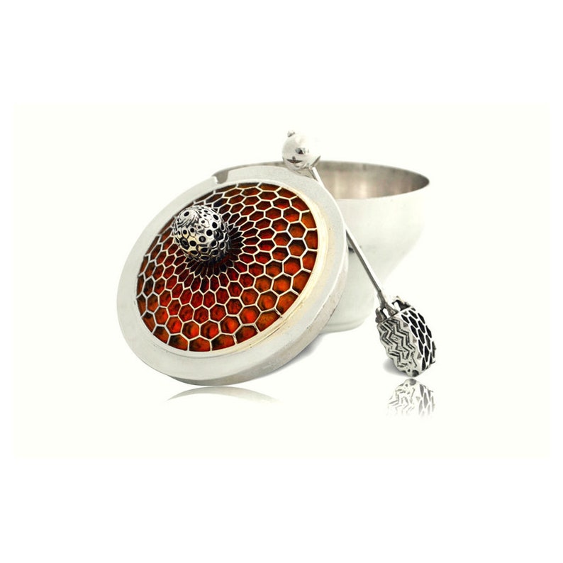 Stunning Sterling Silver Bee Hive Honey Dish Set With Cold Enamel - Etsy
