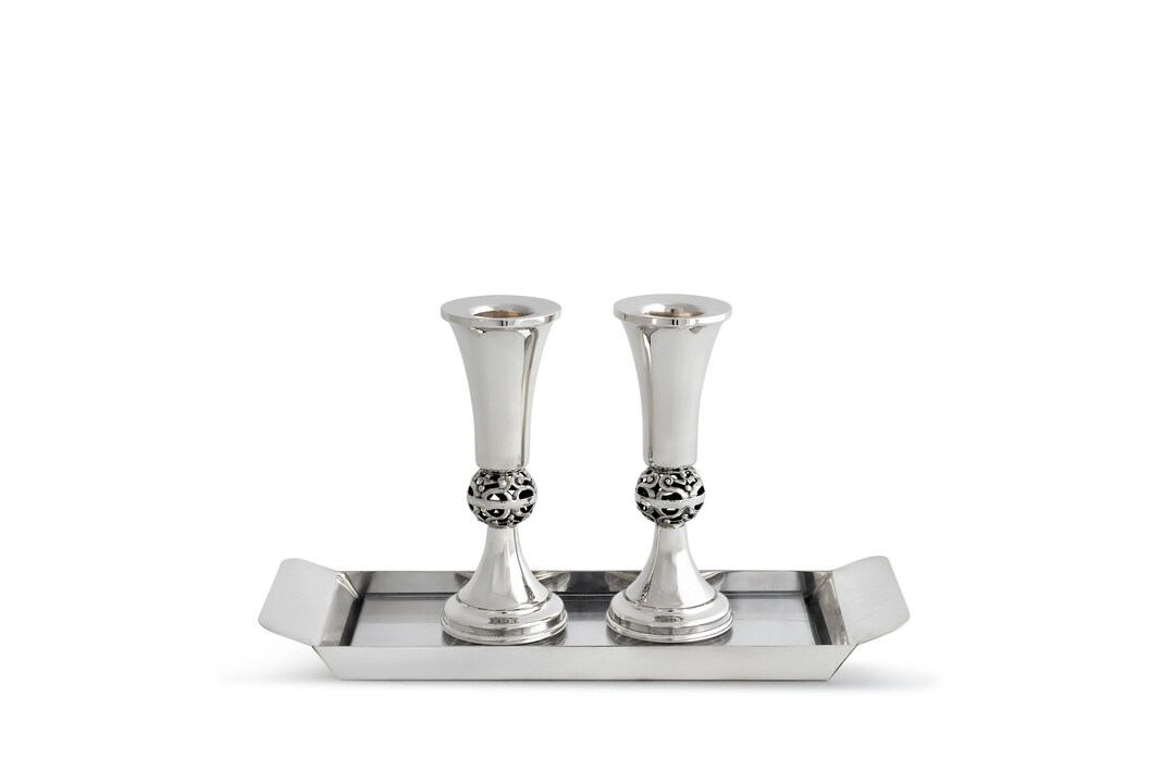 Traditional Sabbath Candlesticks Made of Handmade Sterling Silver, Cut ...