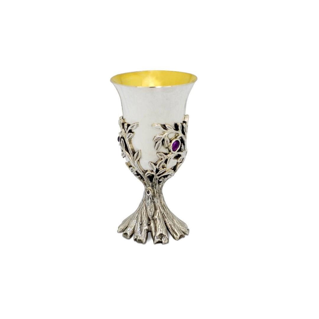 Unique Sterling Silver Small Kiddush Cup, Elegant Tree Trunk With ...