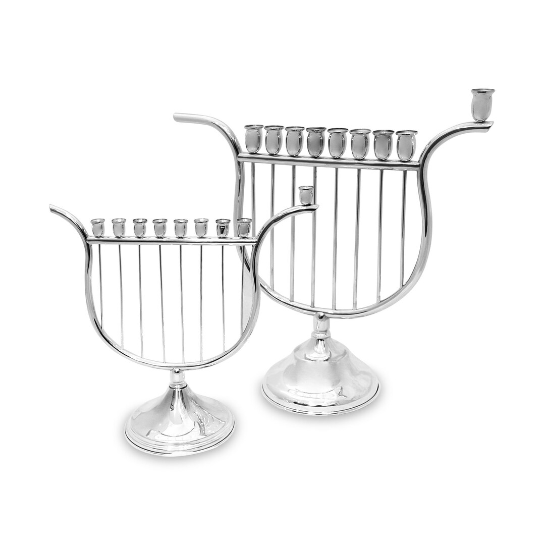 Unique Hanukkah Menorah Harp Shaped From Sterling Silver, Sterling ...