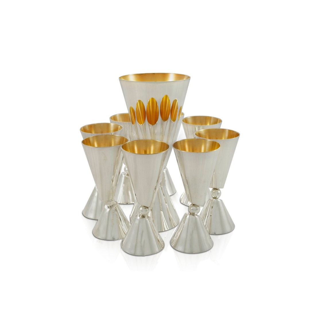 Modern Wine Cup and 6 Liquor Cups - Clean & Simple Design Made of 925 ...