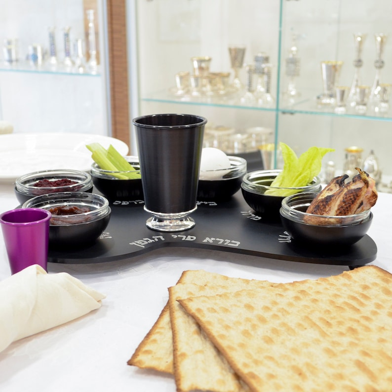 Modern Black Seder Plate, Handmade Passover Plate, Smooth Black ...