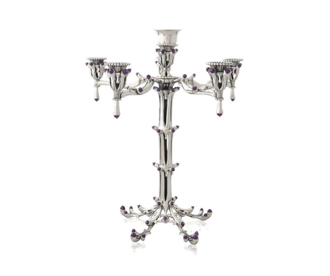 Unusual 5+1 Arms Amethyst Stones Sterling Silver Candelabra - Etsy