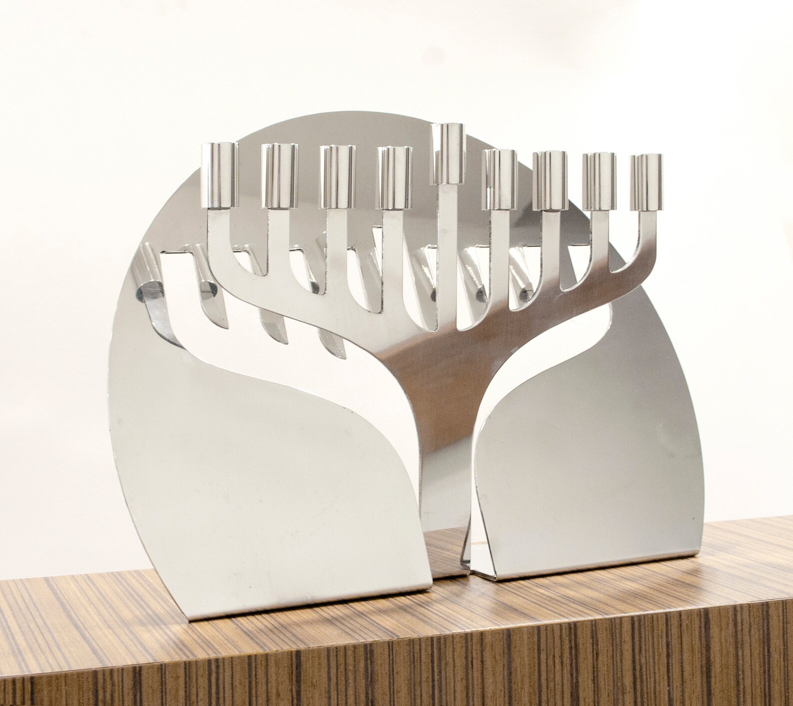 Unique Aluminum Hanukkah Menorah With Bend Design Shiny Silver - Etsy