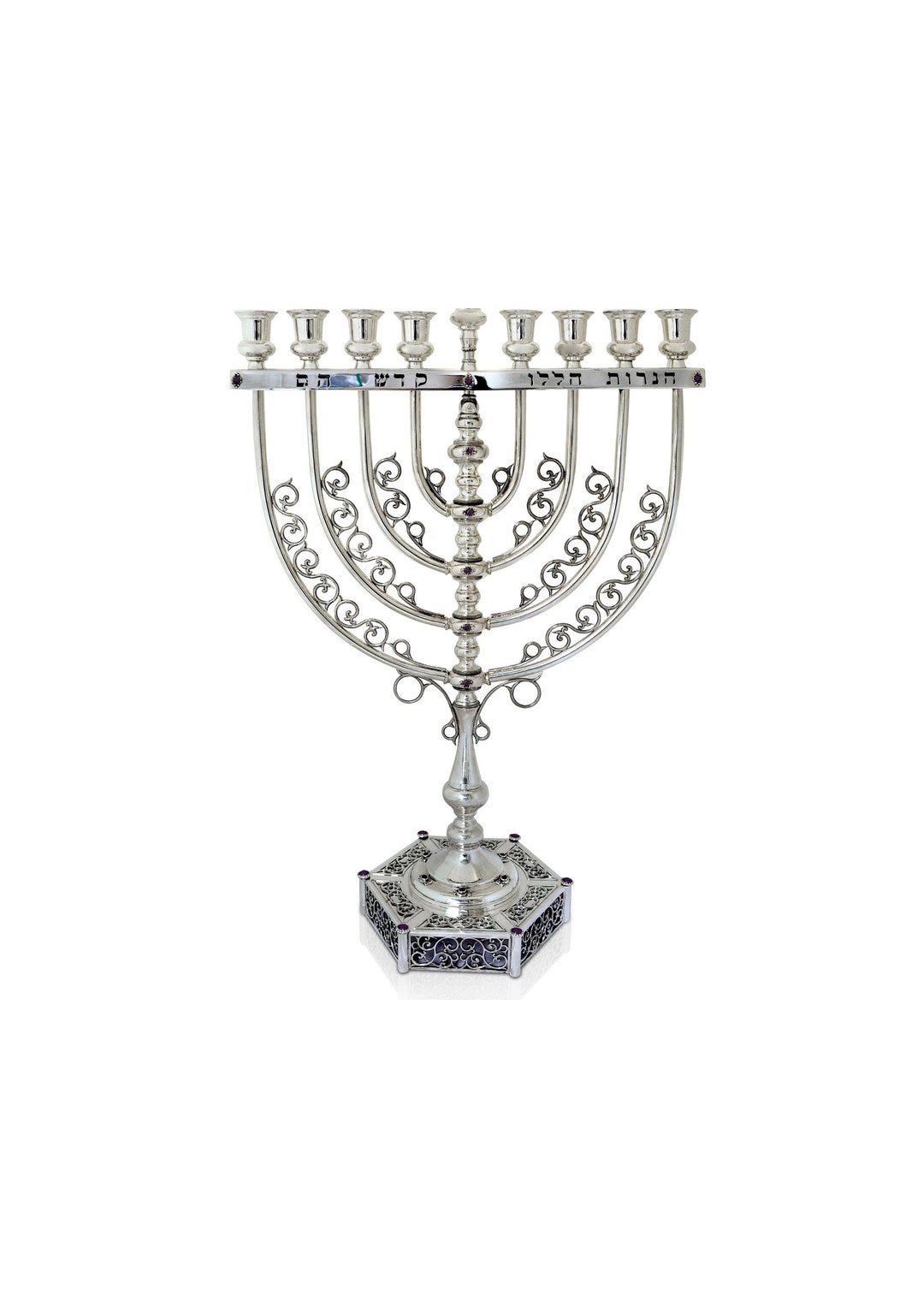 Extra Large Filigree Hanukkah Menorah Made of 925 Sterling Silver With ...