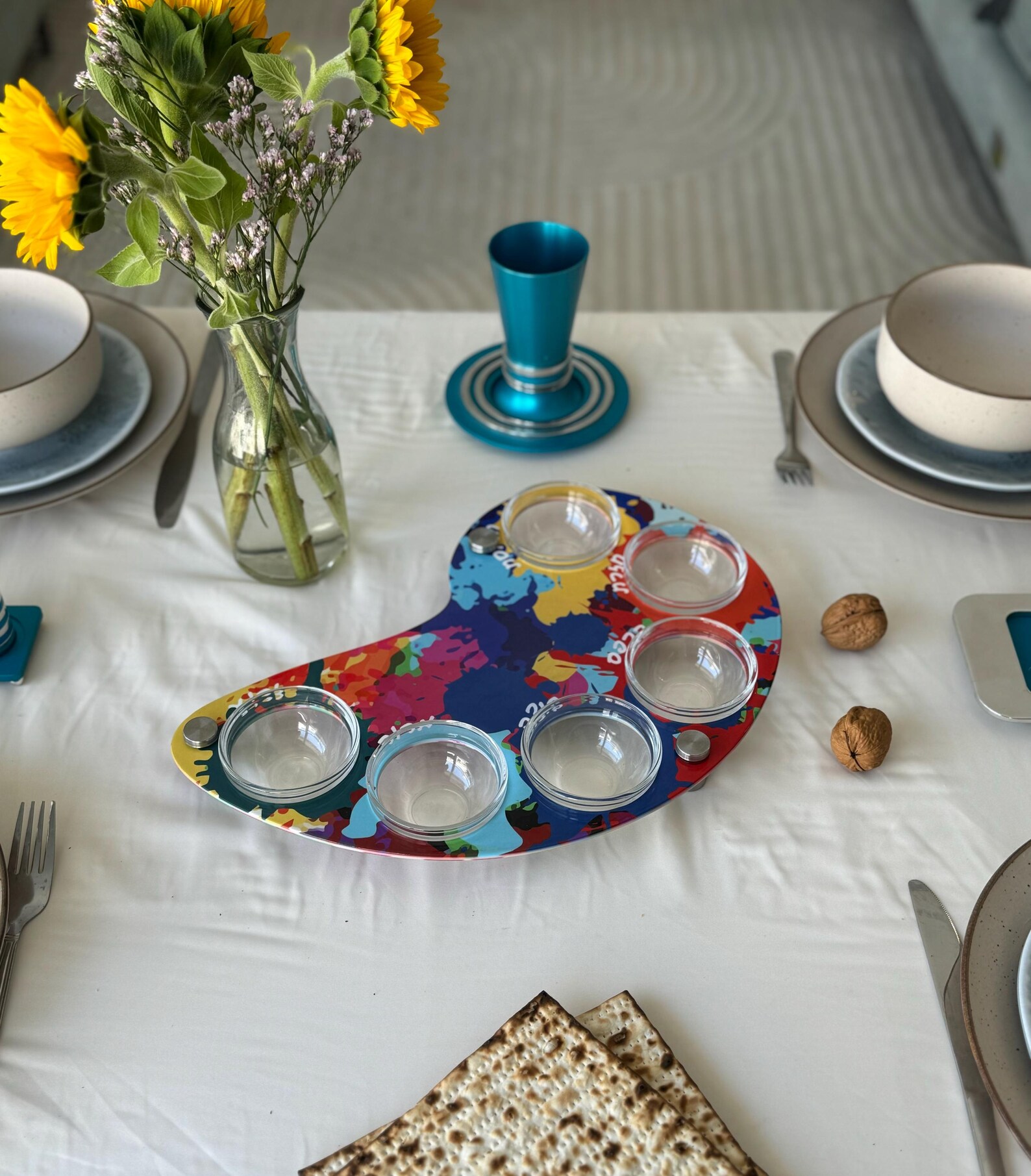 Reversible Modern Seder Plate – Bold Patterns & Abstract Art, Painter's ...