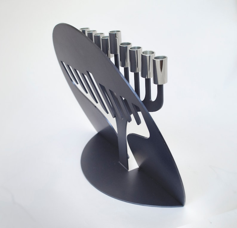 Stunning Minimalistic Modern Tree Shaped Aluminum Hanukkah Menorah, 3D ...