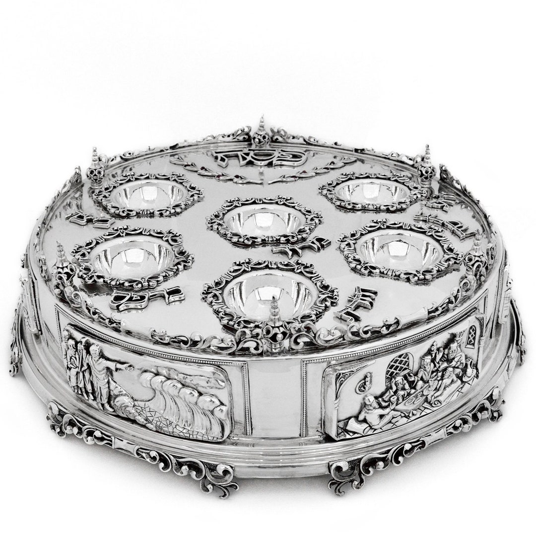 One-of-a-kind Traditional Seder Plate Made of 925 Sterling Silver ...