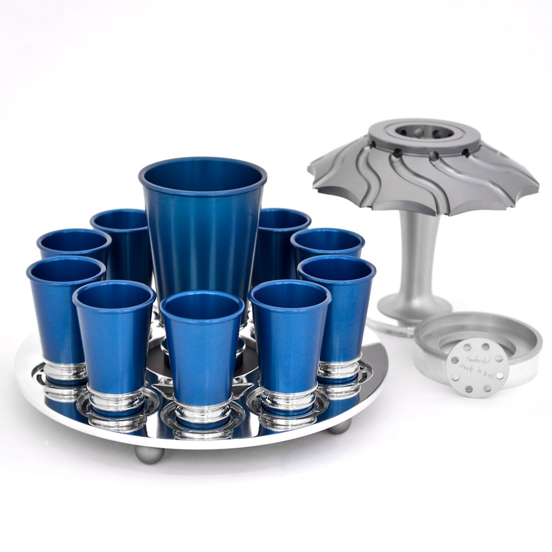 Classic Aluminum Wine Fountain With 10 Liqueur Cups - Modern Set - Etsy