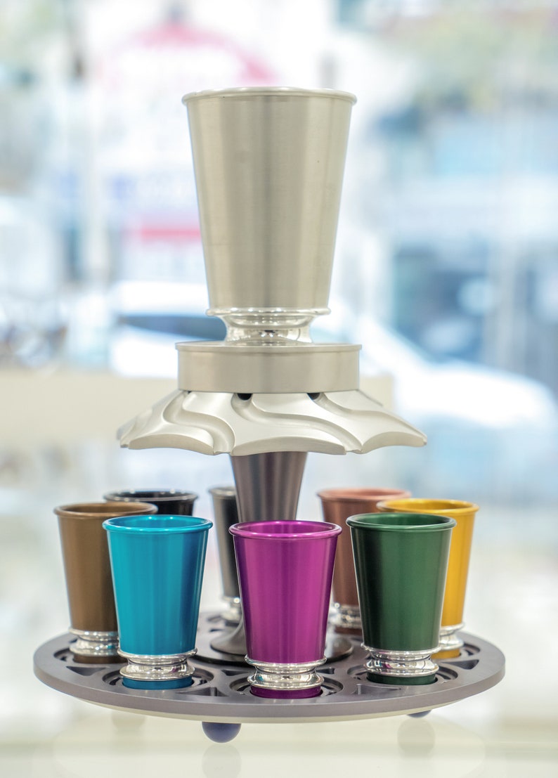 Colorful Shabbat Wine Fountain Modern 8 Liqueur Set Classic | Etsy