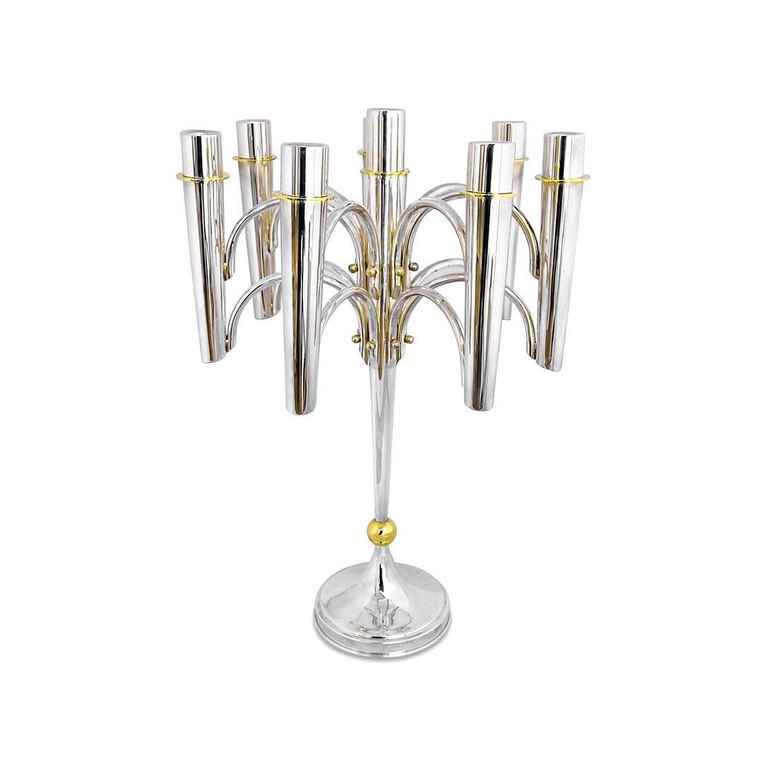 Unique 7+1 Arms Candelabra From Sterling Silver & Brass - Etsy