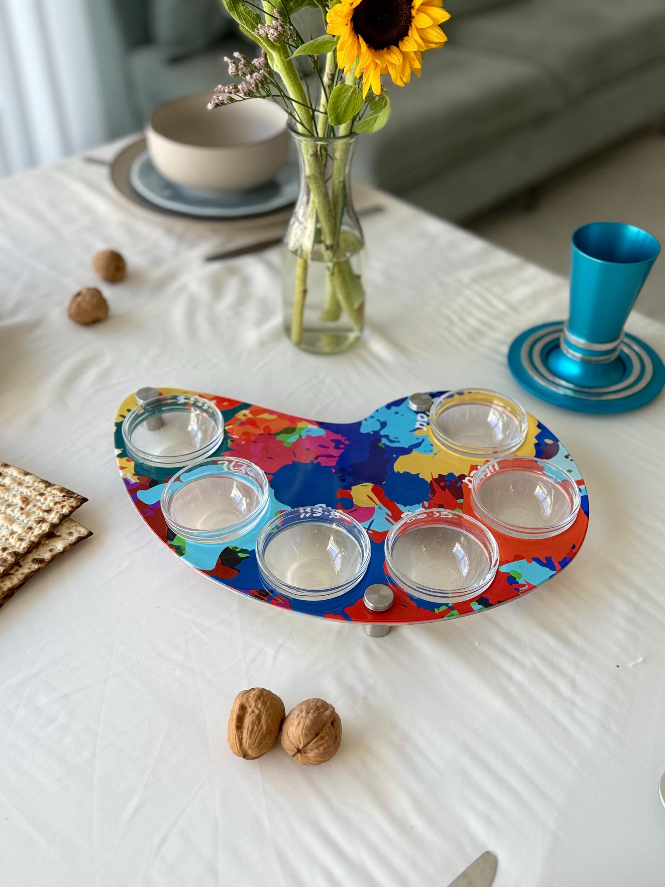 Reversible Modern Seder Plate – Bold Patterns & Abstract Art, Painter's ...