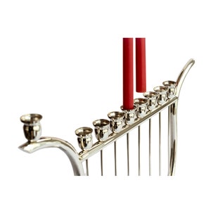 Harp-shaped Sterling Silver Hanukkah Menorah / Chanukiah / Silver ...