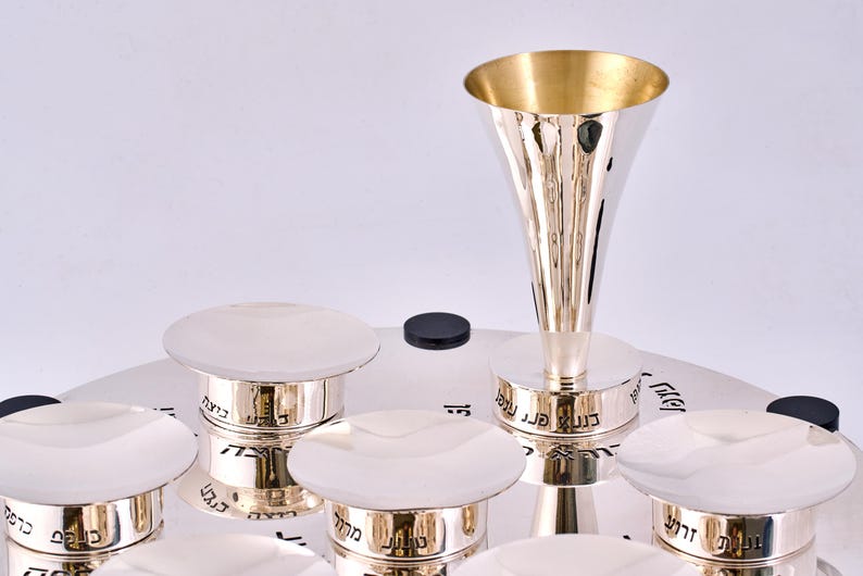 Large Seder Plate Made of 925 Sterling Silver - Modern Passover Judaica ...