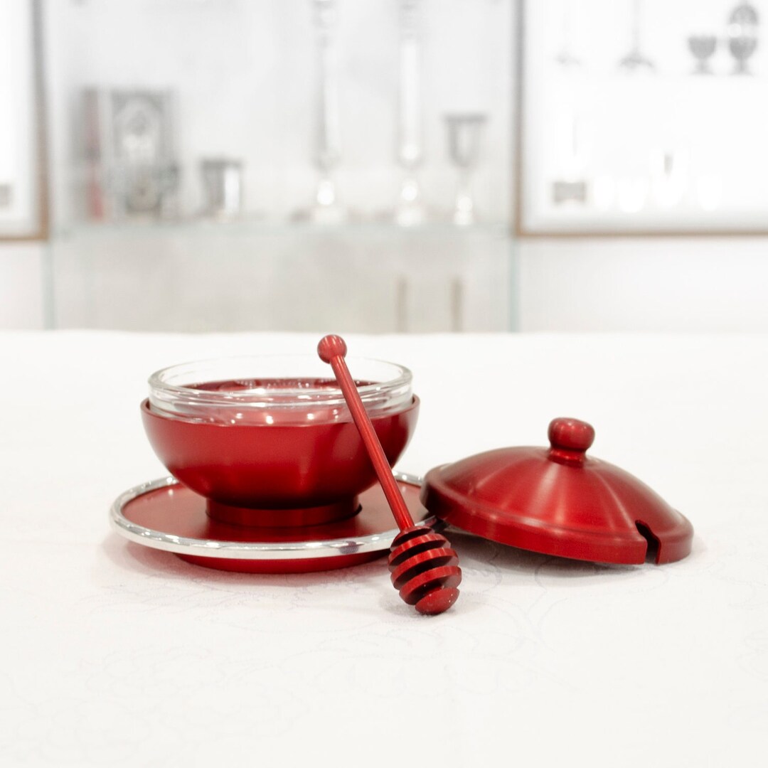 Anodized Aluminum Honey Pot With Plate & Spoon Set - Custom Colors and ...