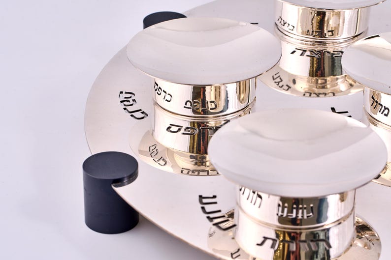 Large Seder Plate Made of 925 Sterling Silver - Modern Passover Judaica ...