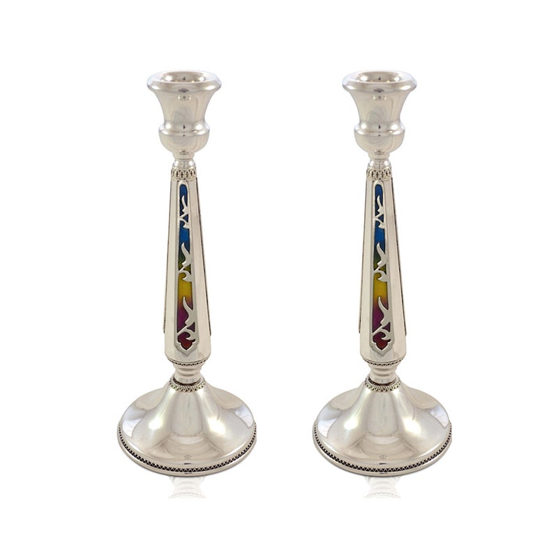 Colorful Large Enameled Candlesticks Made of Sterling Silver - Etsy