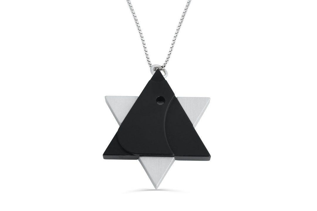 Modern 2 Colors Aluminum Dove Star of David Necklace - Etsy