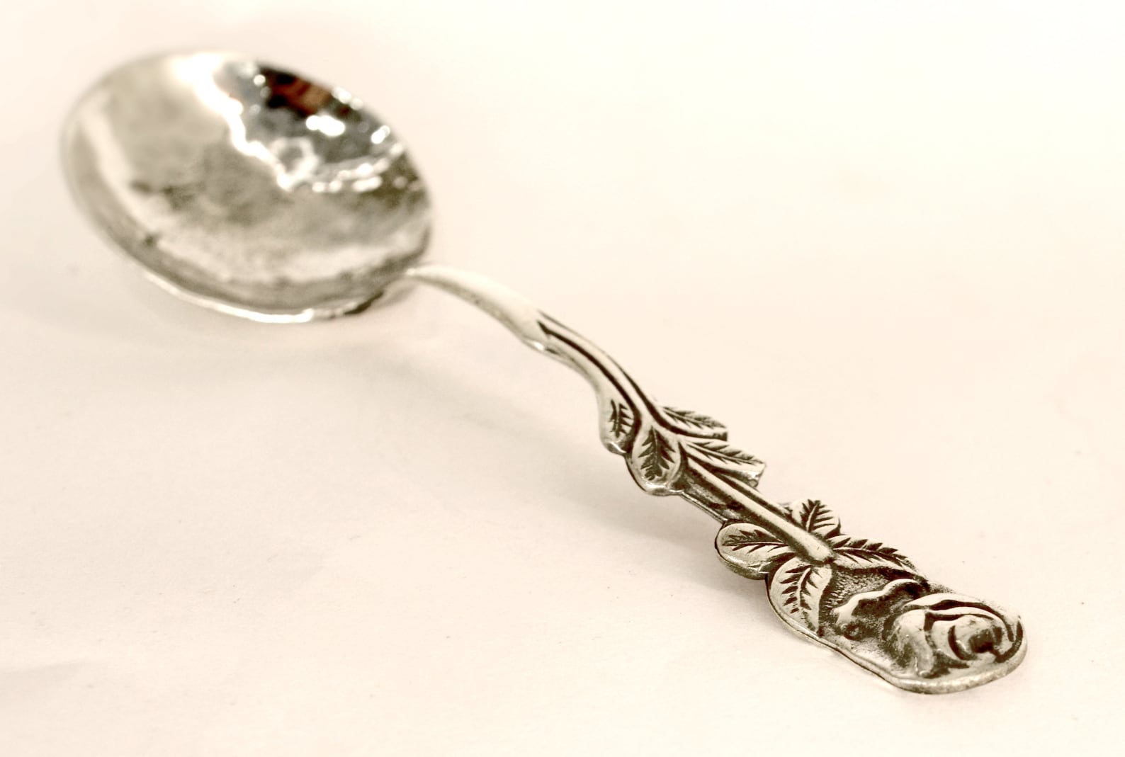 Personalized Sterling Silver Hammered Rose Spoon Rose handle | Etsy