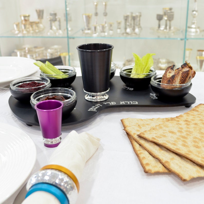 Modern Black Seder Plate, Handmade Passover Plate, Smooth Black ...