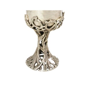 Special Sterling Silver Tree Motif Kiddush Cup, Hammered Finishing, 14K ...