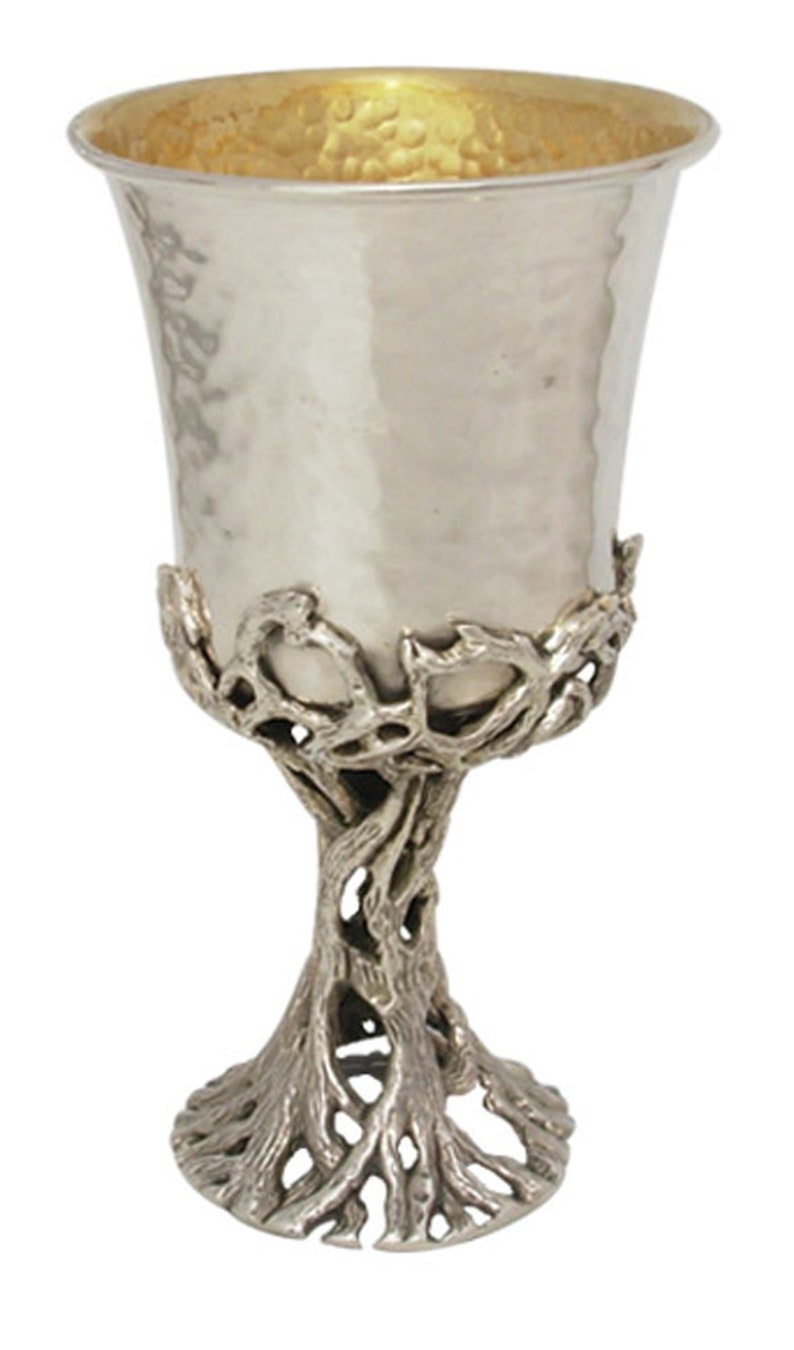 Special Sterling Silver Tree Motif Kiddush Cup Hammered - Etsy