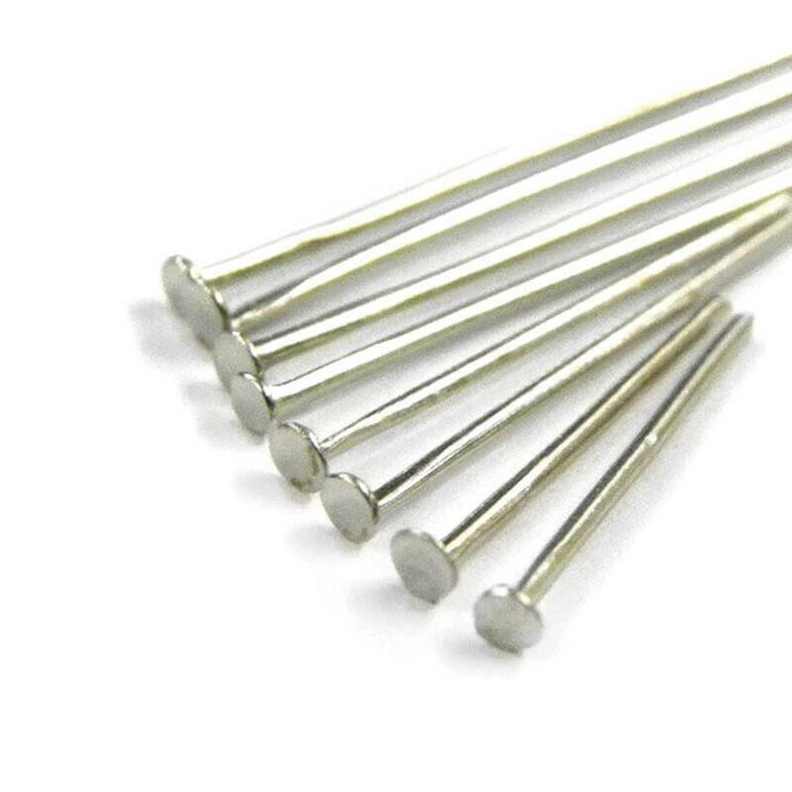 100 Sterling Silver Plated FLAT HEADPINS 30mm X 0.7mm HEAD Pin - Etsy UK