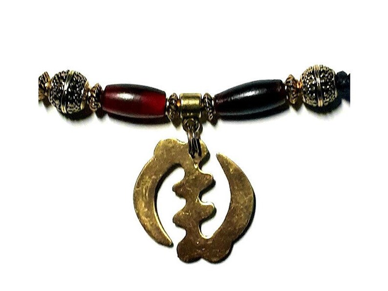 Brass Adinkra Gyname' Symbol Loc Ponytail Holder Mahogany | Etsy
