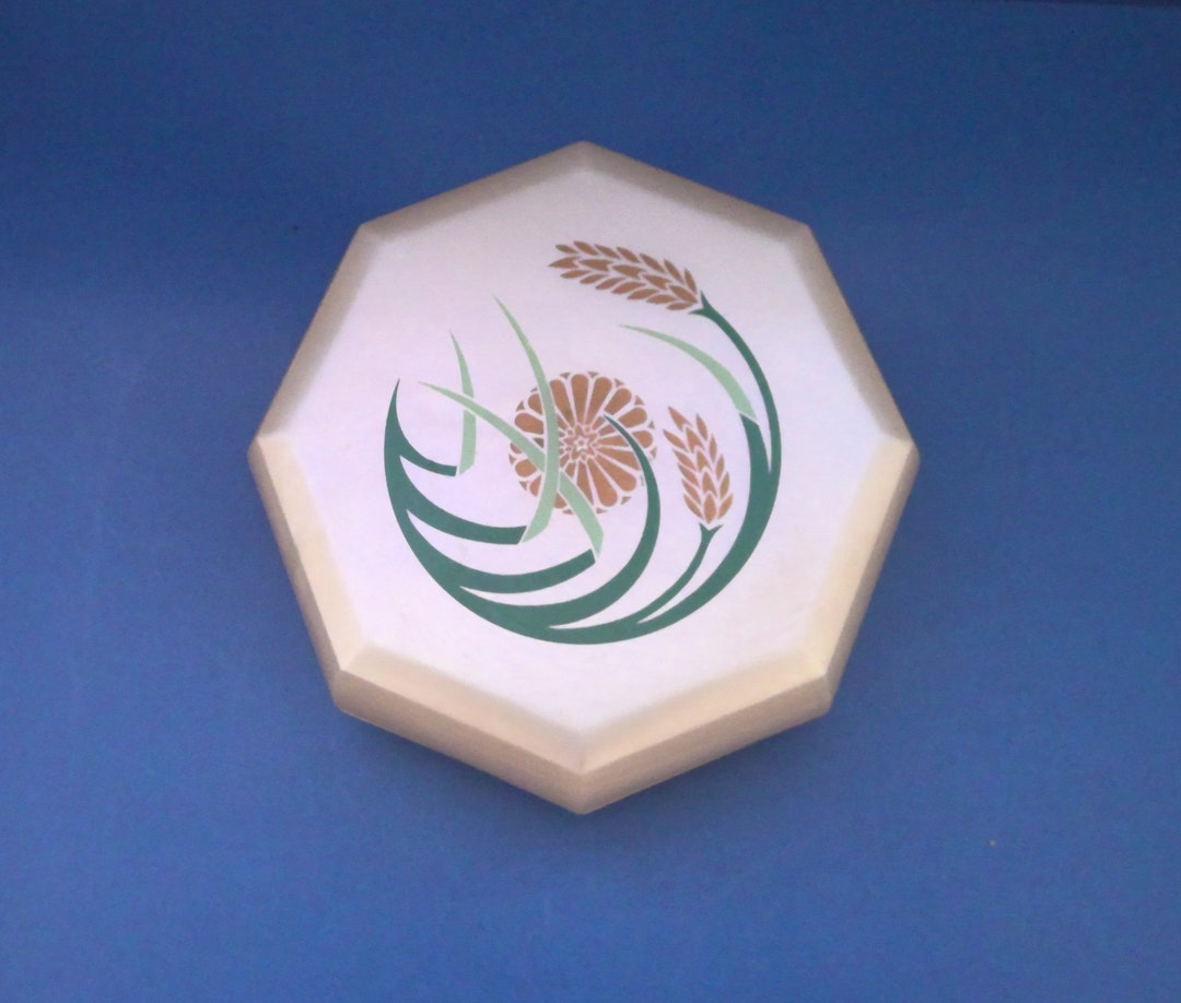 Vintage Merle Norman Cosmetics Plastic Powder Vanity Box Floral Wheat ...