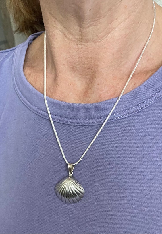 Silver Slide Pendants Large Solid Sterling Silver Shell Pendant Bail ...