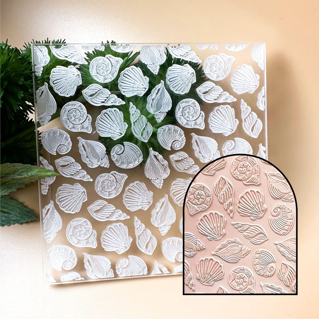 Seashells Texture Stamp Acrylic Embossing Tile • Sea Shell Jewellery ...