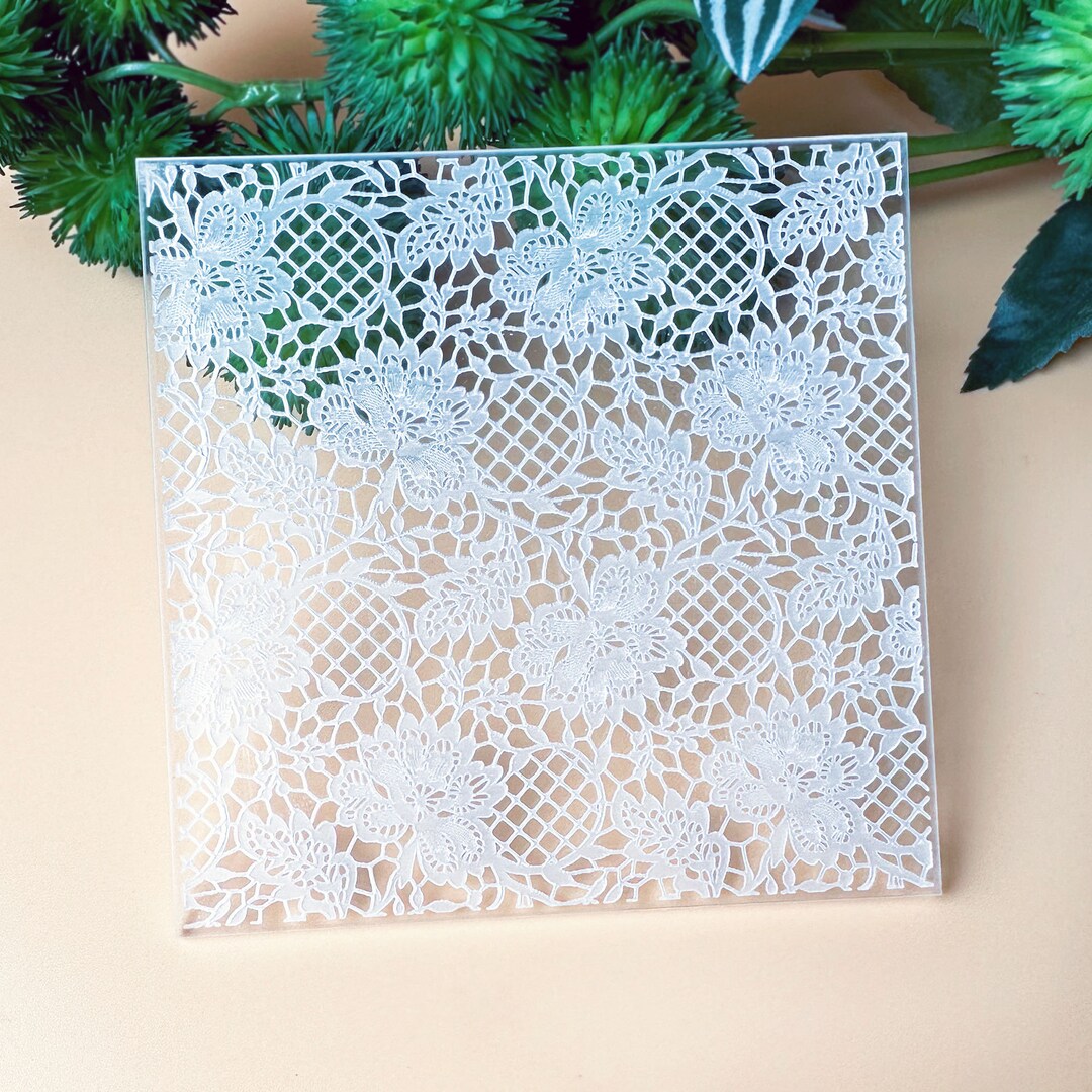 Lace Acrylic Texture Stamp, Lacey Clear Embossing Plate. for Handmade ...
