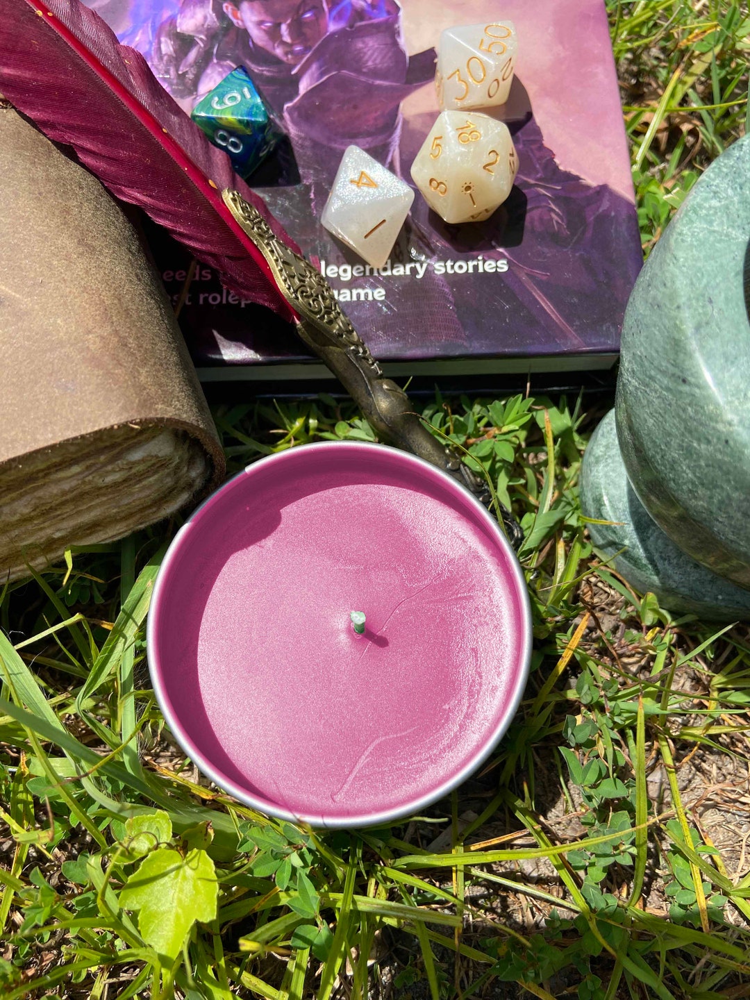 PREORDER Elven Garden CANDLE, Polyhedral Dice Set, DND Candle, Dungeons ...