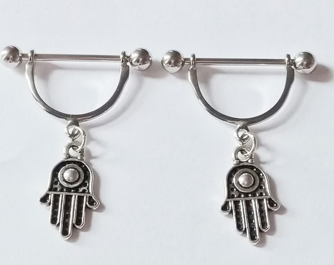 Hamsa Hand Intimate Nipple Shield Piercing - Etsy