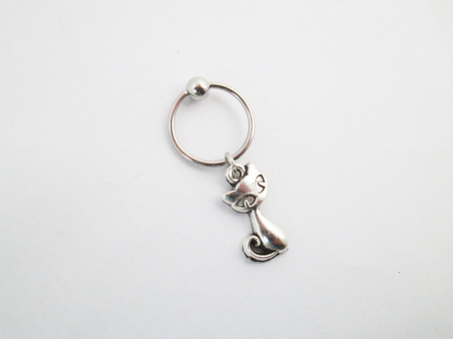 Tiny Cat Hoop Cartilage Hoop Earring Tragus Helix Piercing | Etsy