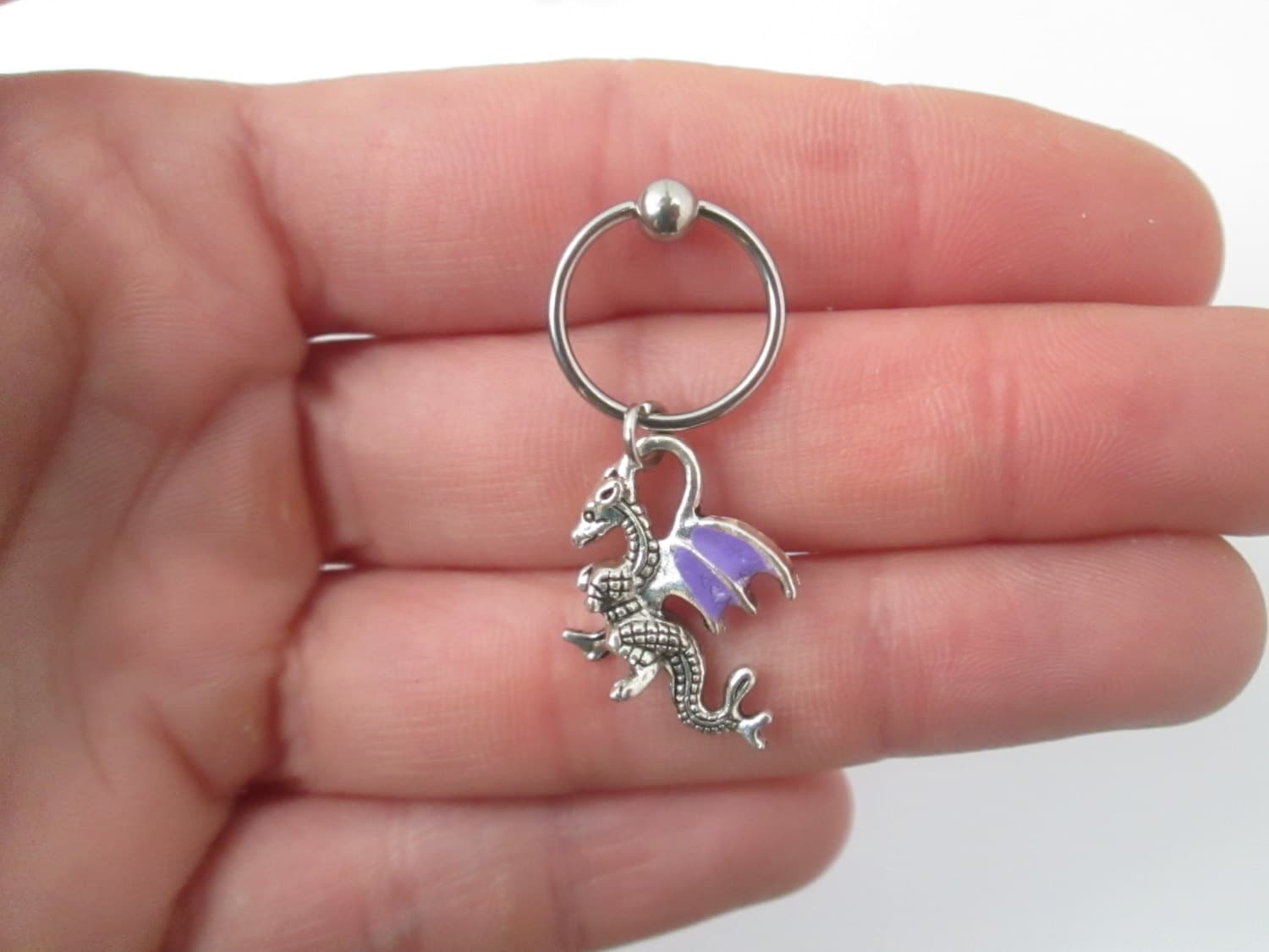 Purple dragon hoop cartilage Hoop Piercing | Etsy