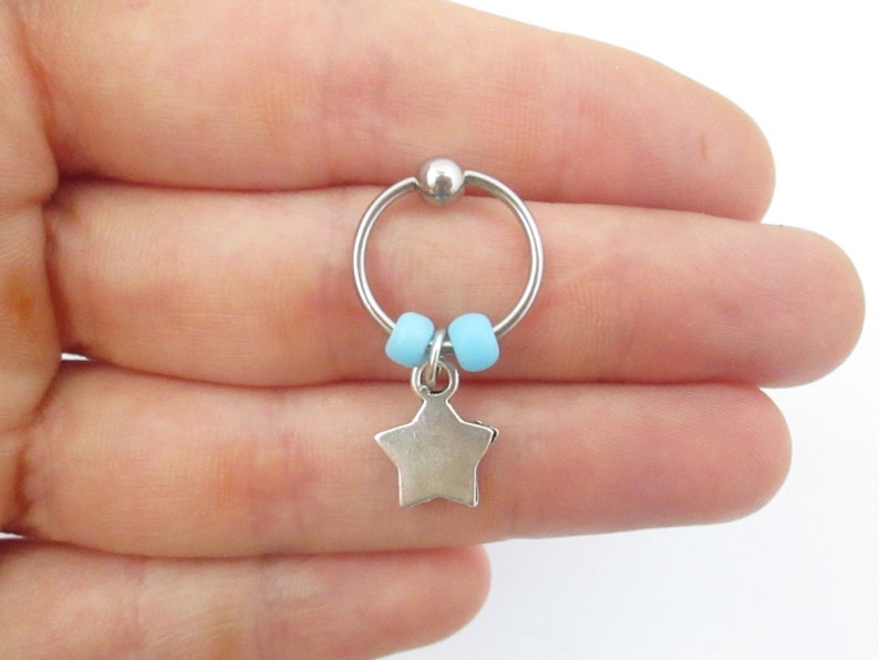 Star Helix Hoop Captive Bead Ring Turquoise Piercing | Etsy